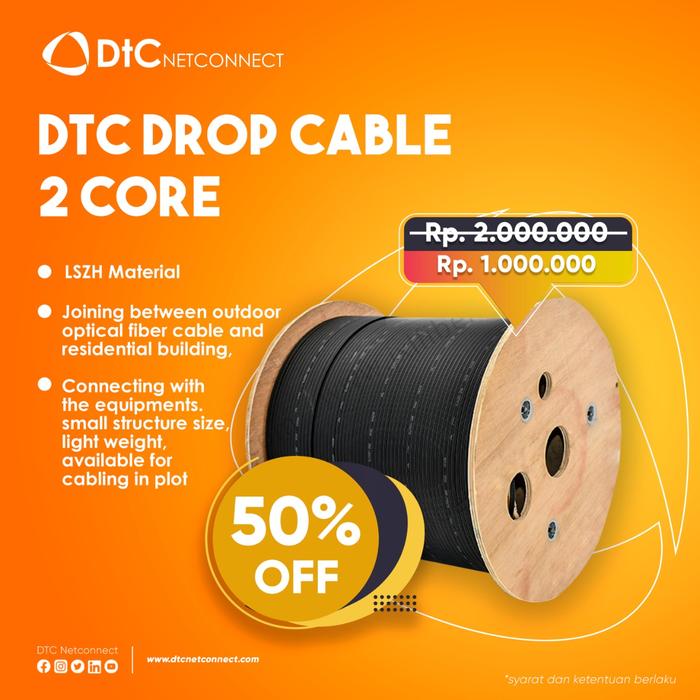 Jual FIBER OPTIC DROP CABLE 2 CORE G657A1 WITH MESSENGER - DTC ...