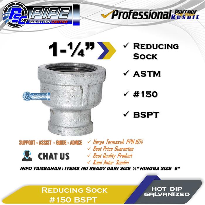 Jual REDUCING SOCKET PIPE PIPA BESI GALV DRAT BESI BSPT 1-1/4" 1-1/2 ...
