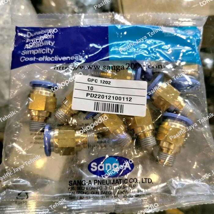 Jual Fitting lurus/Male connector SANG-A GPC 1202 for tubing 12 Thread ...
