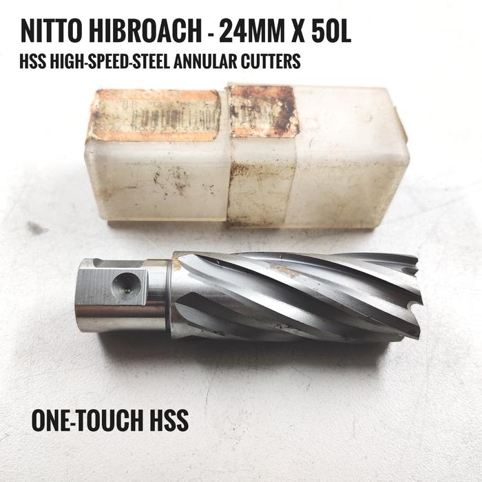 Jual NITTO HIBROACH 24mm 24x50L Annular Cutter Bor Magnet HSS ONE TOUCH ...