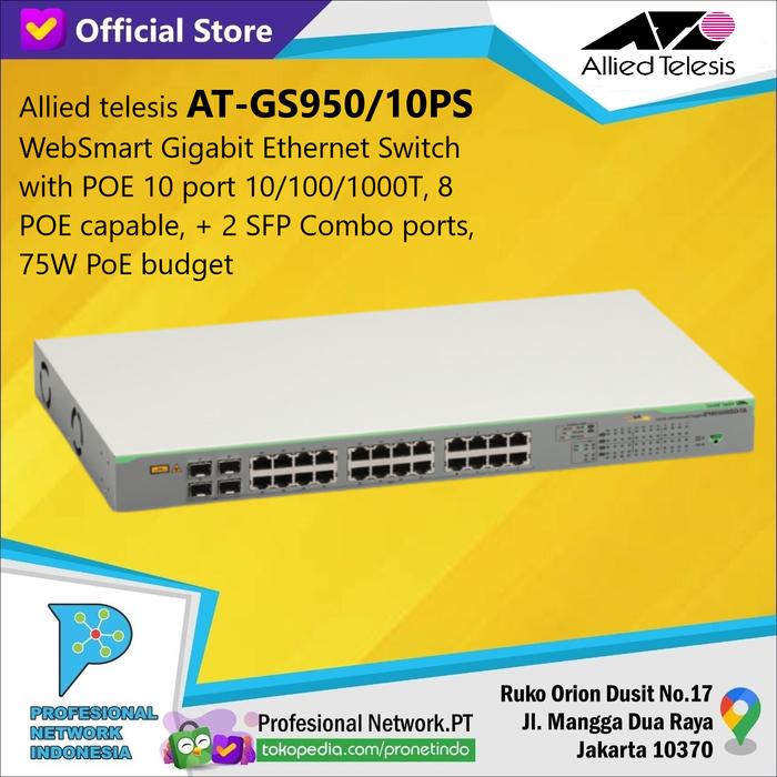 Promo Allied Telesis AT-GS950/10PS WebSmart Gigabit Ethernet Switch with POE Cicil 0% 3x ...