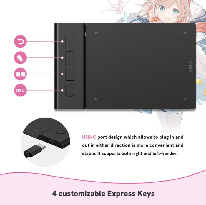 Jual Veikk Vk430 Digital Graphic Drawing Pen Tablet Osu Altr S640 Vk640 ...