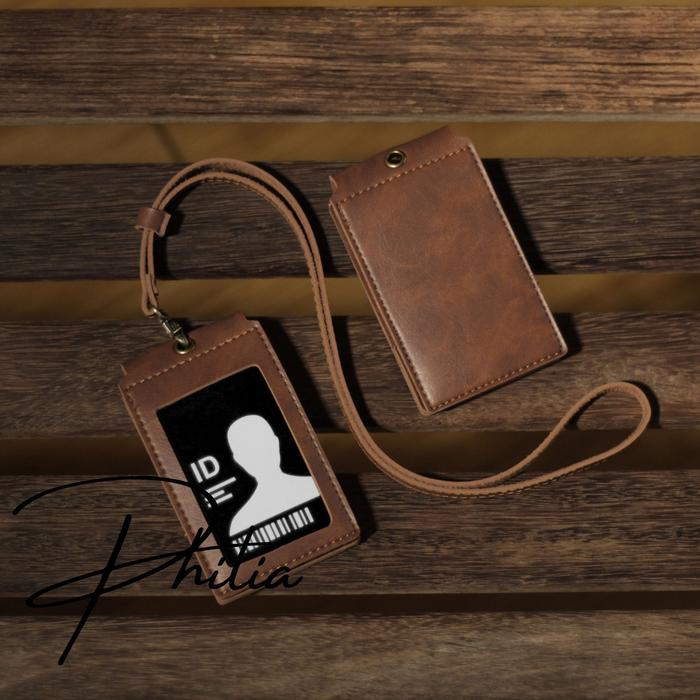 Jual Lanyard Magnet ID Card Holder Name Tag FRONT COKLAT - Kota Bandung ...