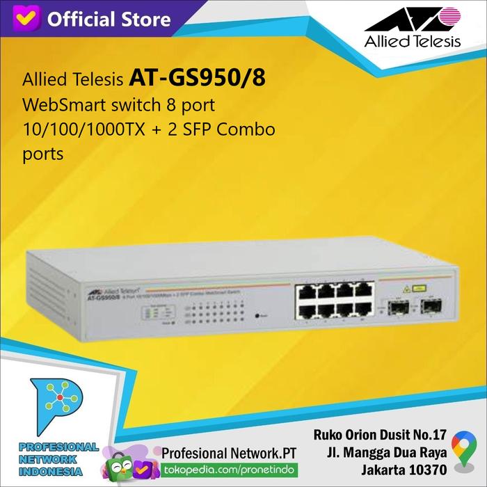 Promo Allied Telesis AT-GS950/8 WebSmart Switch 8-Port 10/100/1000TX + 2 SFP Cicil 0% 3x ...