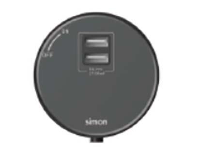 Jual SIMON USB Outlet socket Round hitam/SIMON Track socket USB Outlet ...