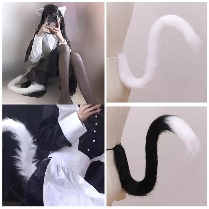 Jual Ekor Kucing Anime Rambut Nekomimi Cat Tail Fur Cosplay Neko ...