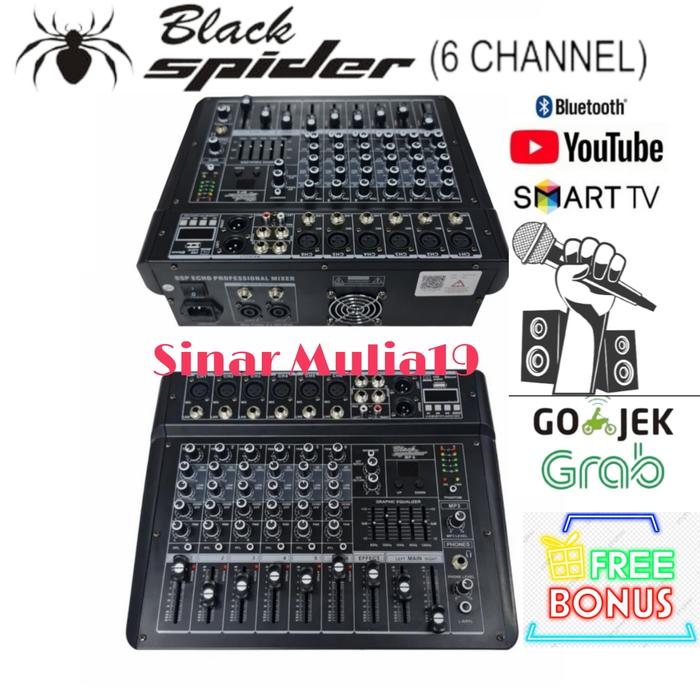 Jual Power Mixer Black Spider MP 6 ( 6 Channel ) Bluetooth USB ...