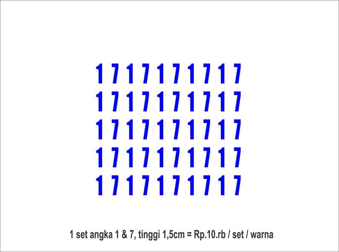 Jual Stiker Angka 1,5 cm,angka 1 & 7 Custom -Sticker Cutting angka ...