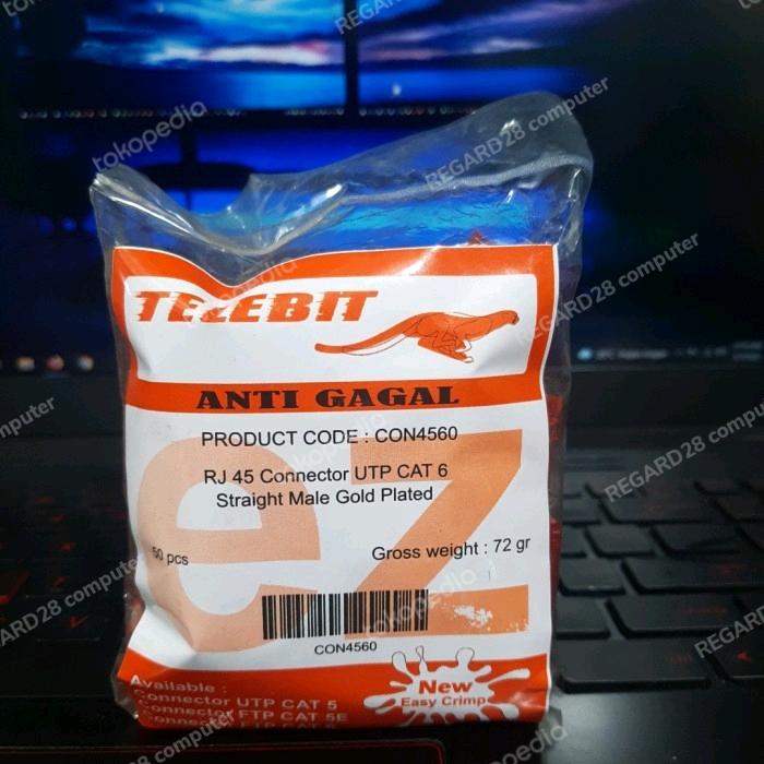 Jual konektor RJ45 Telebit Cat.6 anti gagal RED isi 50pcs - Kota ...