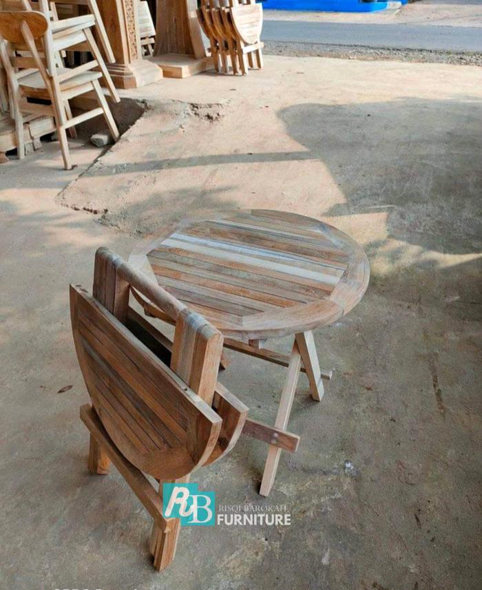 Jual meja lipat kayu jati mentahan meja teras mentahan - Kab. Jepara ...