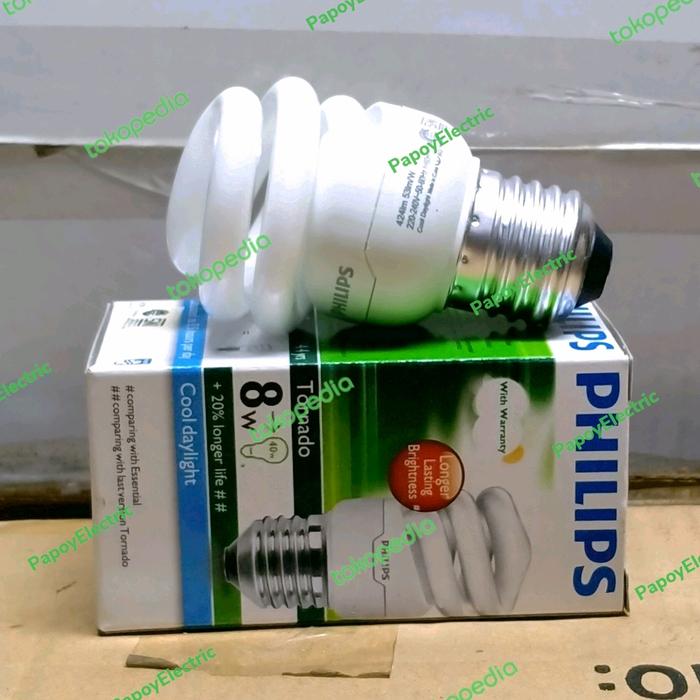 Jual Lampu PHILIPS TORNADO 8W 8Watt Bohlam SPIRAL Philips E27 Ulir 8 W ...
