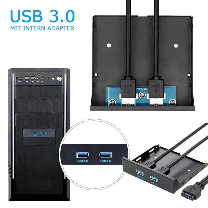 Jual USB 3.0 HUB adapter 2 port internal front panel 3.5 inch for PC ...