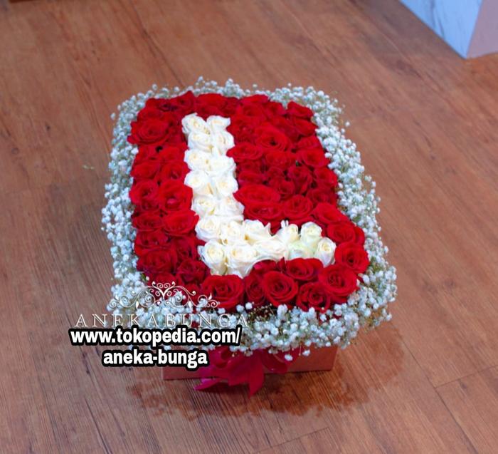 Jual Inisial Name Fresh Flower Box Bunga Kotak Nama Anniversary ...