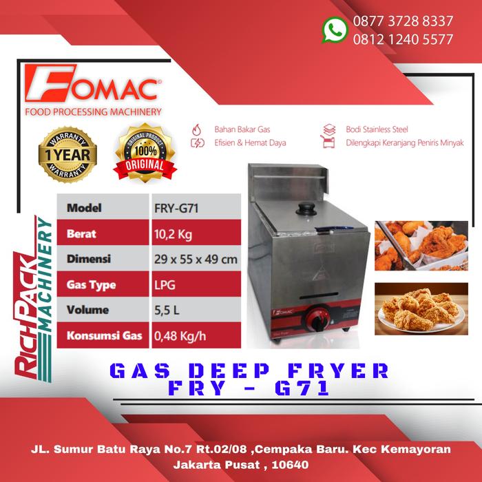 Jual GAS DEEP FRYER PENGGORENGAN MAKANAN FRY-G71 FOMAC - Jakarta Pusat ...
