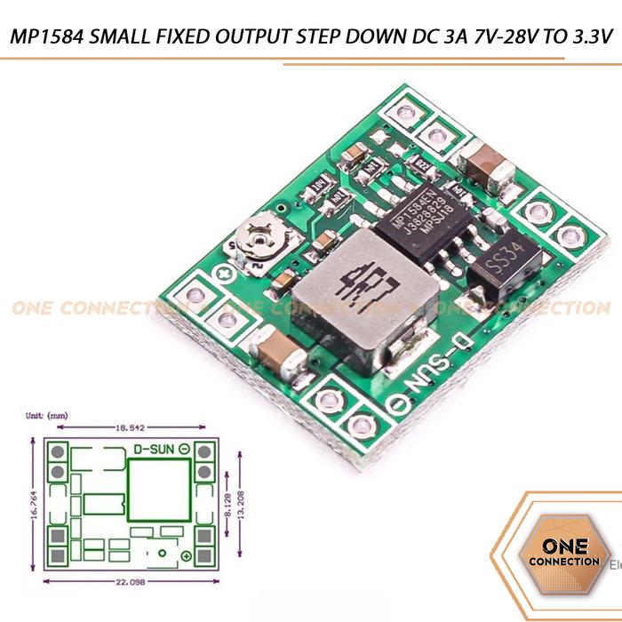 Jual MP1584 SMALL FIXED OUTPUT STEP DOWN DC 3A 7V-28V TO 3.3V MODULE ...