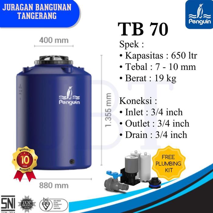 Jual Toren / Tangki Air Penguin Kapasitas 650 Liter - TB 70 - Hitam ...