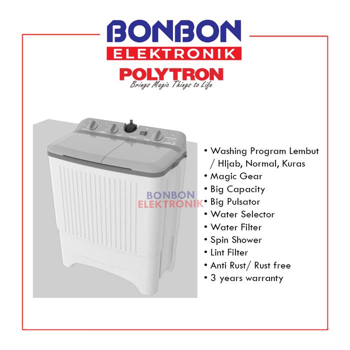 Promo Polytron Mesin Cuci 2 Tabung 8KG PWM 8076 G/Y / 8076G 8076Y ...