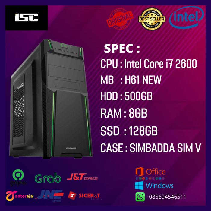 Jual PC RAKITAN / CPU RAKITAN i7 2600 RAM 8GB SSD 128GB HDD 500GB ...