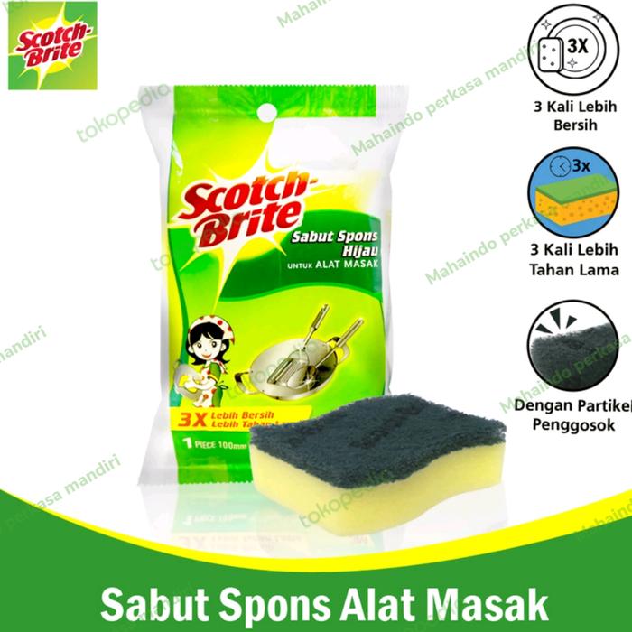 Jual 3M Scotch Brite Sabut Spons Hijau Cuci Piring ID-30 - Kota ...
