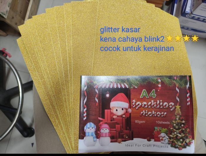 Jual sticker a4 glitter kasar isi 10 emas semua vtec gantinya kertas ...