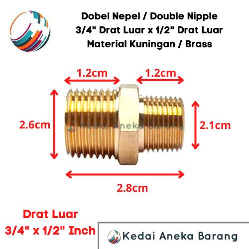 Jual Double Nipple Dobel Nepel 3/4 x 1/2 Inch Inchi Kuningan Drat Luar - Jakarta Utara - Kedai ...