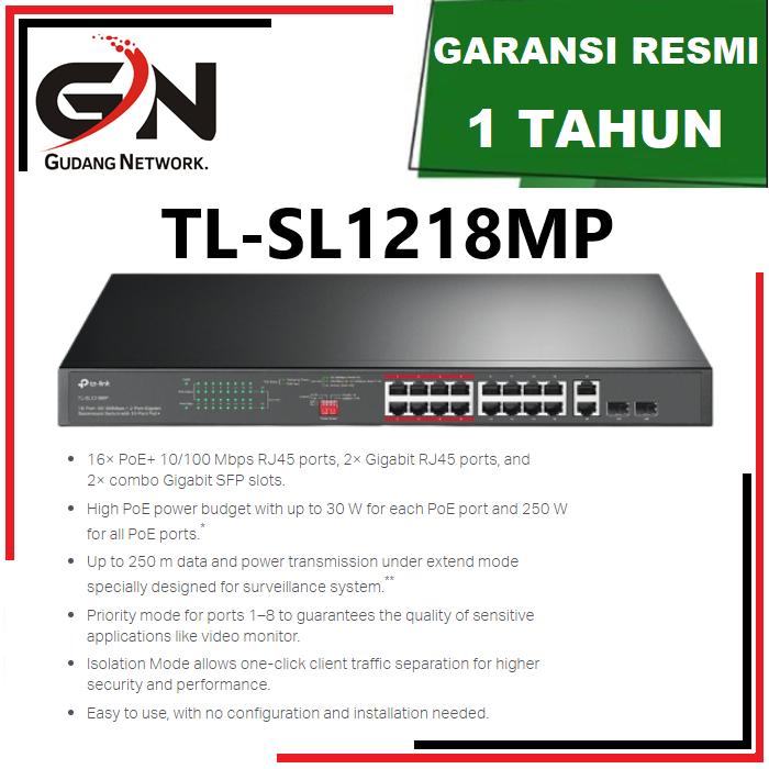 Jual TP-LINK TL-SL1218MP 16 Port 10/100 POE + 2 Port Gigabit Unmanaged - Jakarta Pusat - Gudang ...