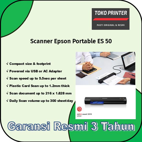 Jual Scanner Epson WorkForce ES50 ES-50 ES 50 Portable - Scan F4 Legal ...