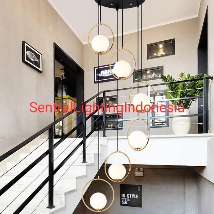 Promo SL8019-6 LAMPU GANTUNG VOID TANGGA MINIMALIS GOLD PENDANT LAMP ...