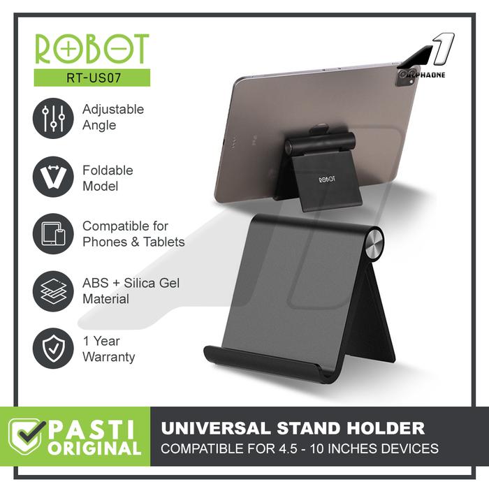 Promo ROBOT Foldable Phone Tablet Stent RT-US07 Holder HP Tab (New RT ...