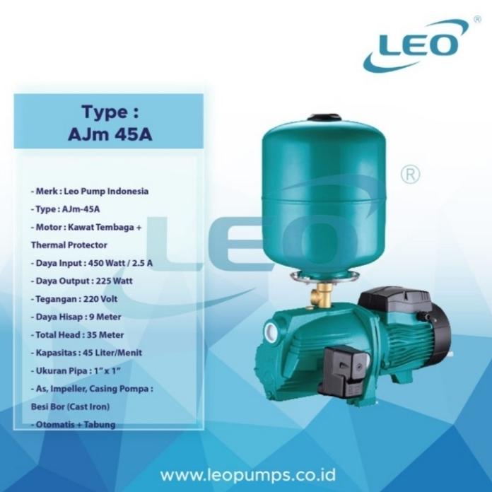 Jual Pompa Air Semi Jet Pump LEO AJM 45A Pompa Sumur Dangkal Otomatis ...