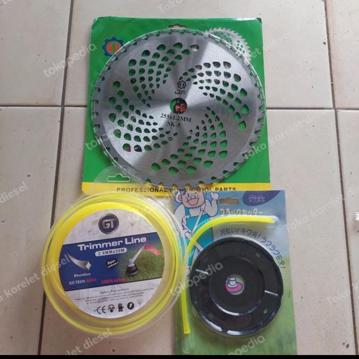 Jual Paket Mata Pisau Senar Potong Rumput Pisau Bulat + Tali Senar ...