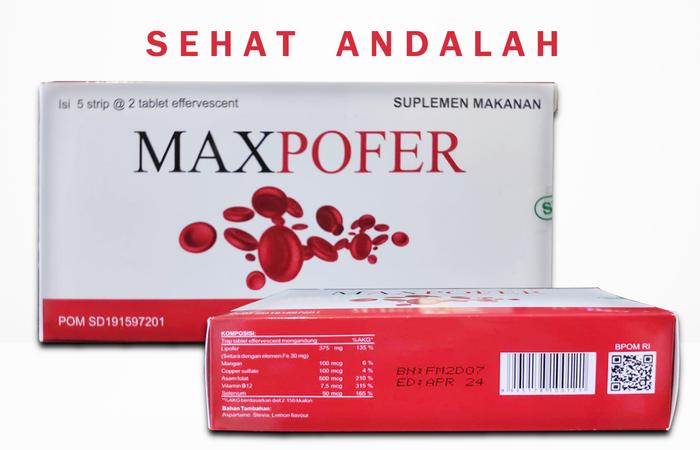 Jual MAXPOFER (1 BOX / 10 TABLET), ZAT BESI, VIT B12, ASAM FOLAT ...