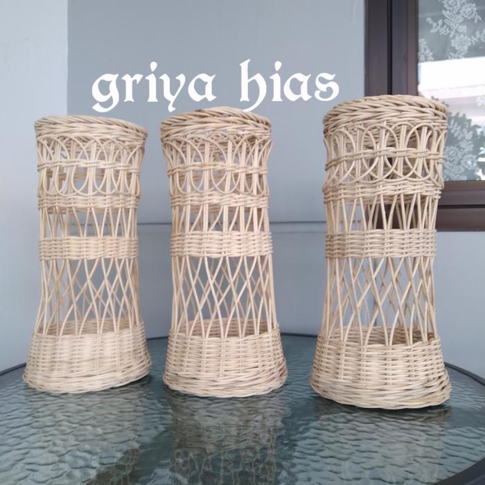Jual vas bunga rotan tabung anyaman cover pot tanaman hias - Kab ...