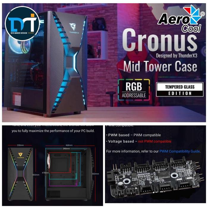 Promo AeroCool ThunderX3 Cronus ARGB - Tempered Glass Mid-Tower Gaming ...
