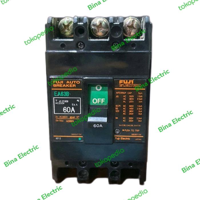 Jual MCCB Fuji EA63B 3P 60A / No Fuse Breaker Fuji EA 63B 3 Phase 60 Ampere - Jakarta Pusat ...