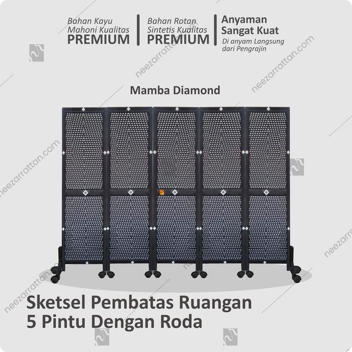 Jual Sketsel Rotan Model Mamba Diamond Pembatas Ruangan Sintetis Dengan ...