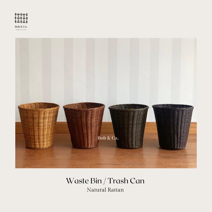 Jual Tempat Sampah Rotan / Tong Sampah / Rattan Trash Can / Waste Bin - Natural Brown Di Seller ...
