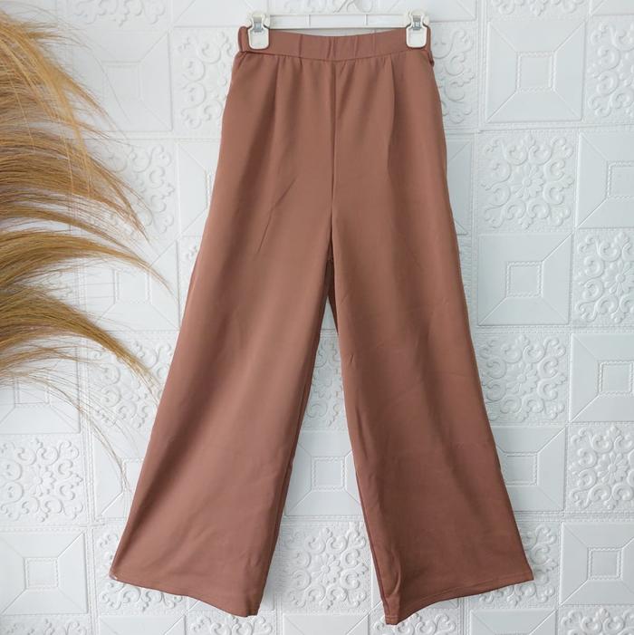 Jual NHM Celana Kulot Scuba Gray, Kulot Polos Scuba Premium - Coklat, L ...
