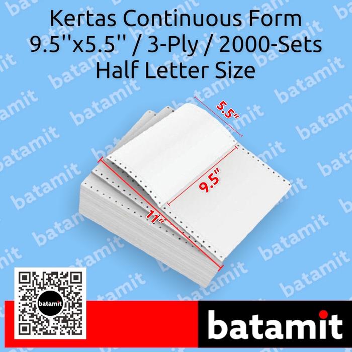 Jual Kertas Continuous Form Half Letter 9.5"x5.5" - Rangkap 3-Ply 2000 ...