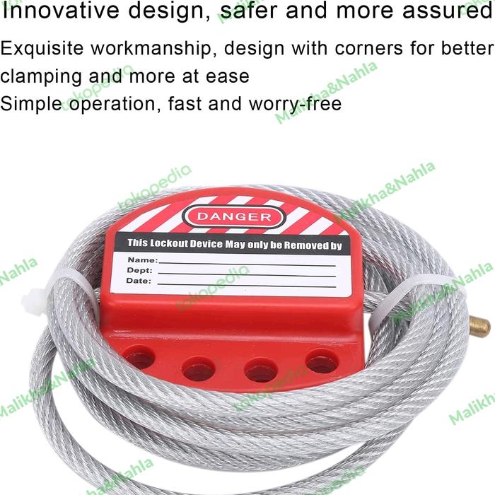 Jual Locking Cable, Adjustable Cable Lockout Hasp, 6mm/0.24in Diameter ...