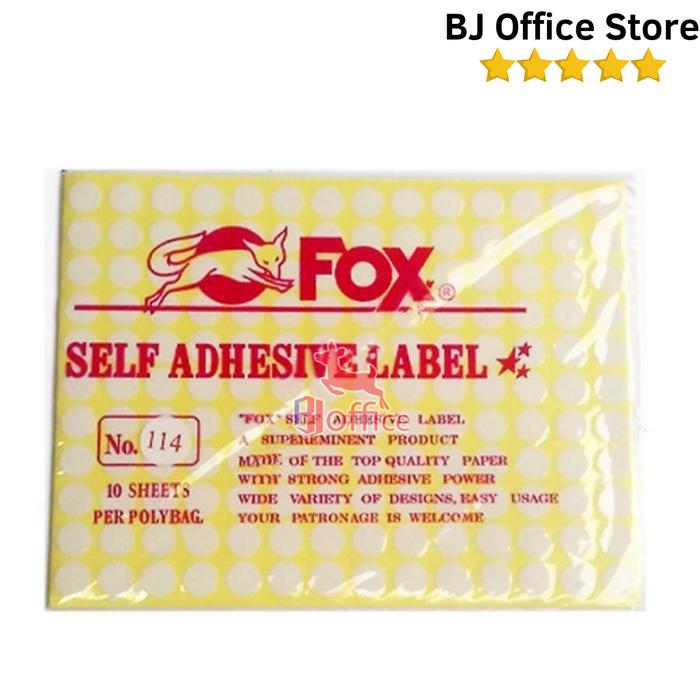 Jual Kertas / Label Stiker Fox No. 114 ukuran 13 mm / Bulat / Lingkaran ...