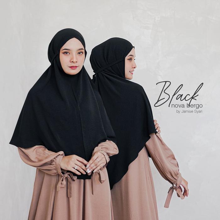 Jual JUMBO Bergo Jilbab Maryam Crinkle airflow Menutup dada Instan Tali - Hitam - Kota Tangerang ...
