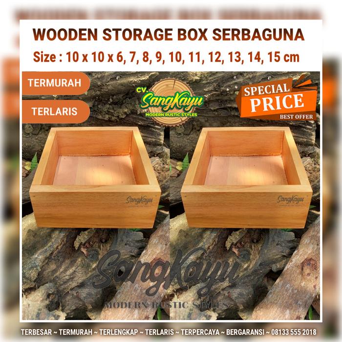 Jual Wooden storage box 10x10x10 cm full kayu tempat penyimpanan serba ...