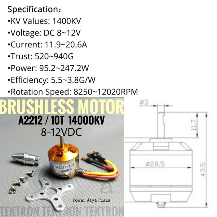 Jual Motor 8v - 12V DC Brushless A2212 10T RC Aircraft A2212-10T A2212 ...