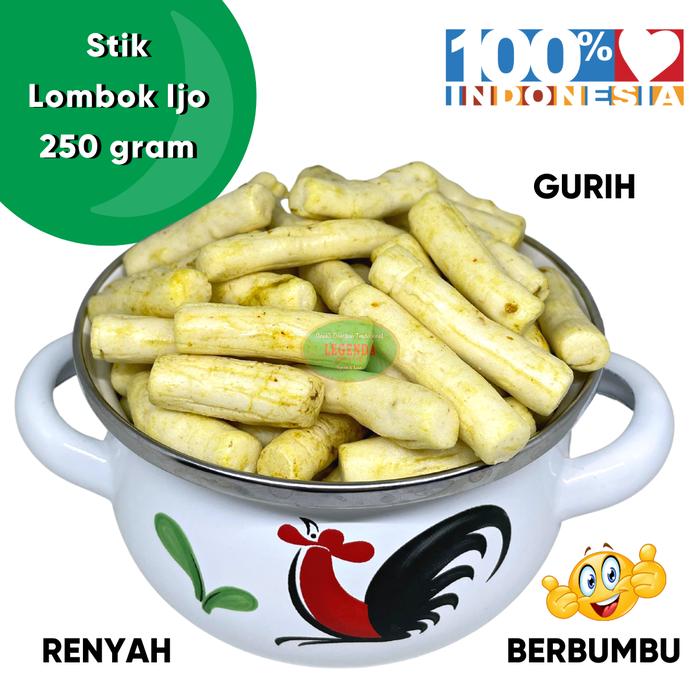 Jual Stik Lombok Ijo 250gr sambal hijau cemilan tradisional snack chiki ...