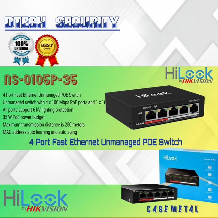 Jual Hilook Poe NS-0105P-35 - Switch Hub Poe 4 Port Hilook Case Metal - Kota Bandung ...