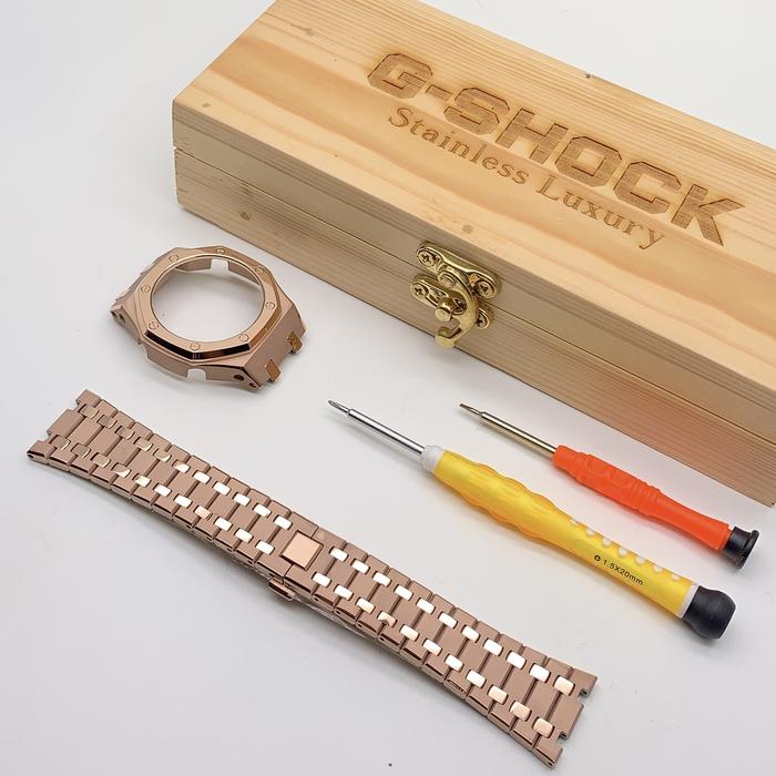 Promo GSHOCK GA2100 CASE GEN 3RD CHROME STAINLESS GOLD FULL PREMIUM ...