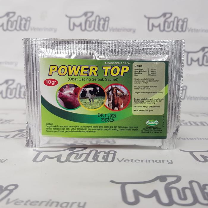 Jual POWER TOP 10gr SERBUK Obat Cacing Ternak Sapi Kambing Babi Raid ...