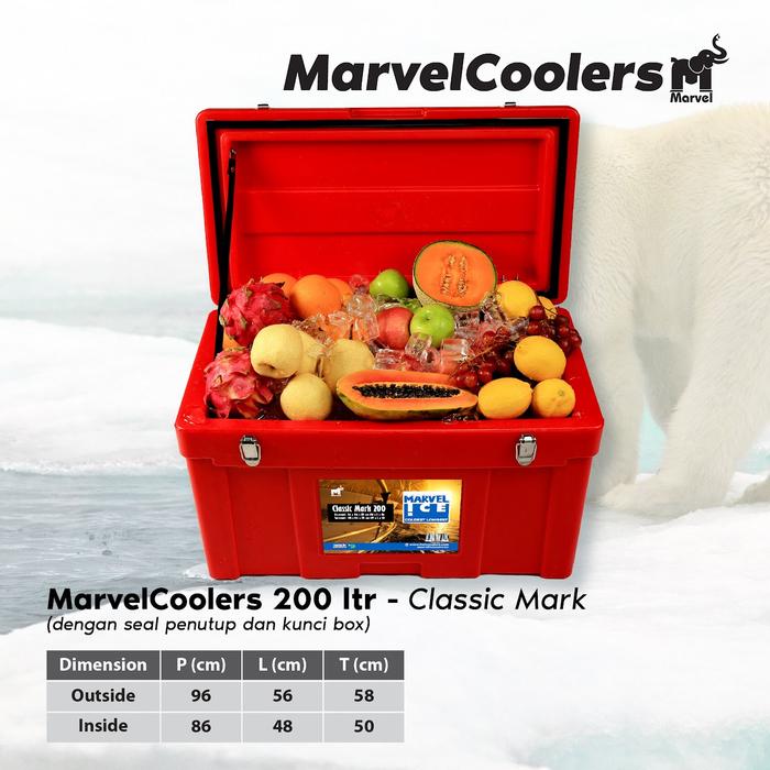 Jual Coolbox / Coolbox Marvel 200 Liter + Seal + Engsel + Pengunci ...