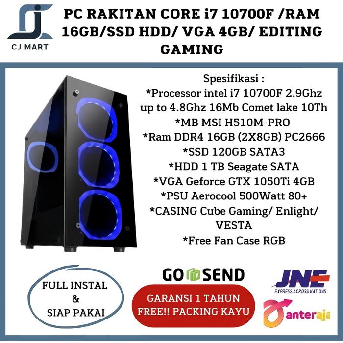Jual PC RAKITAN CORE i7 10700F /RAM 16GB/SSD HDD/ VGA 4GB/ EDITING GAMING - Ram32GB+SSD256 ...